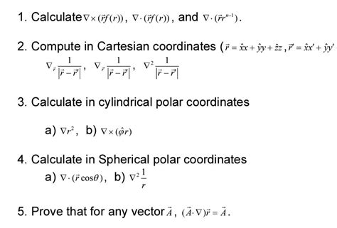 Solved Calculate Grad Vec R F R Grad Vec R F R And Chegg Com
