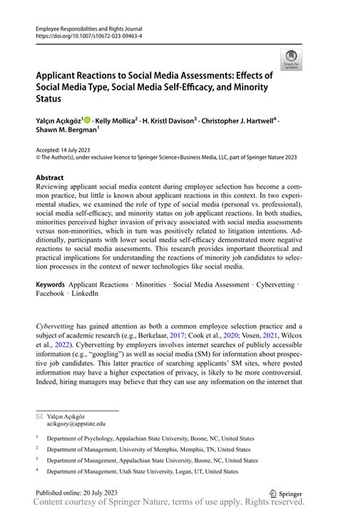 Applicant Reactions To Social Media Assessments Effects Of Social