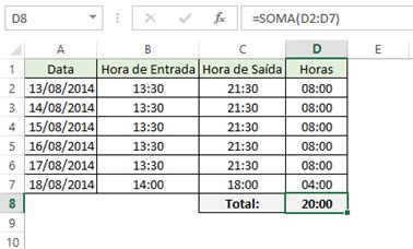 Ícone Informática Como somar horas no Excel