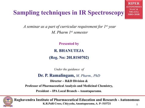 Sampling Techniques In Ir Spectroscopy Pptx Chemistry Science