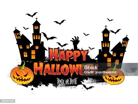 해피 할로윈 포스터 밤 배경와 소 름 성와 호박 일러스트 레이 션 벡터 디자인 10월에 대한 스톡 벡터 아트 및 기타 이미지 10월 가을 검은색 Istock