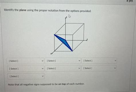 solved identify the plane using the proper notation from the