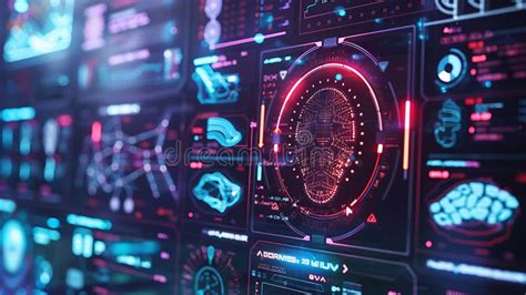 A Futuristic Interface Displaying Various Biometric Security Stock Illustration Illustration