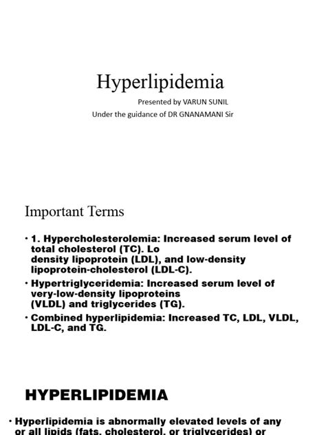 Hyperlipidemia Cm Presentation Pdf Cholesterol Non Communicable Disease