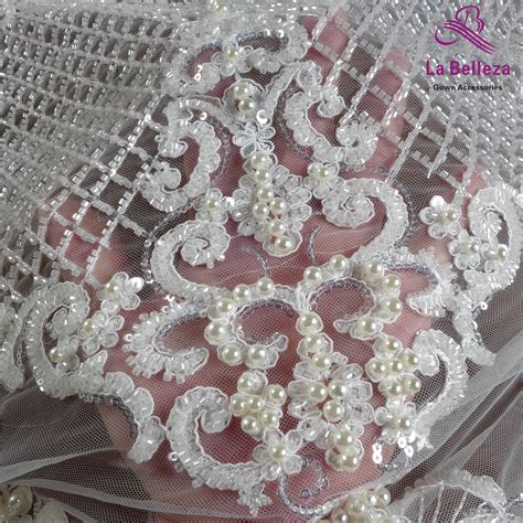 Gold Beaded Lace Fabric