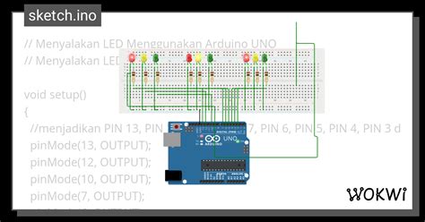 Simulisasi Lampu Led 3 Wokwi Esp32 Stm32 Arduino Simulator