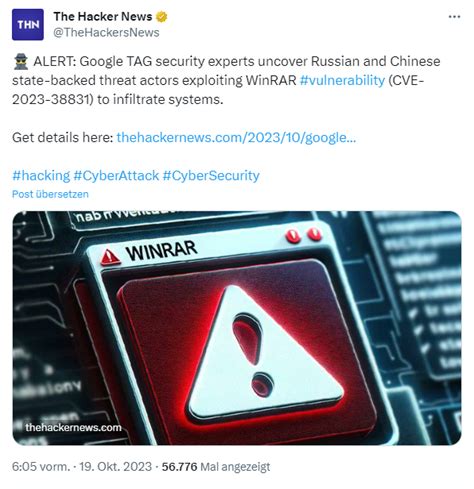 warning winrar vulnerability cve 2023 38831 is exploited by chinese