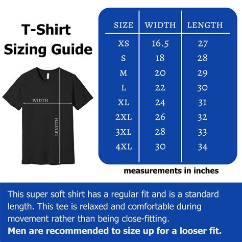 T Shirt Sizing Chart Uniq Endurance