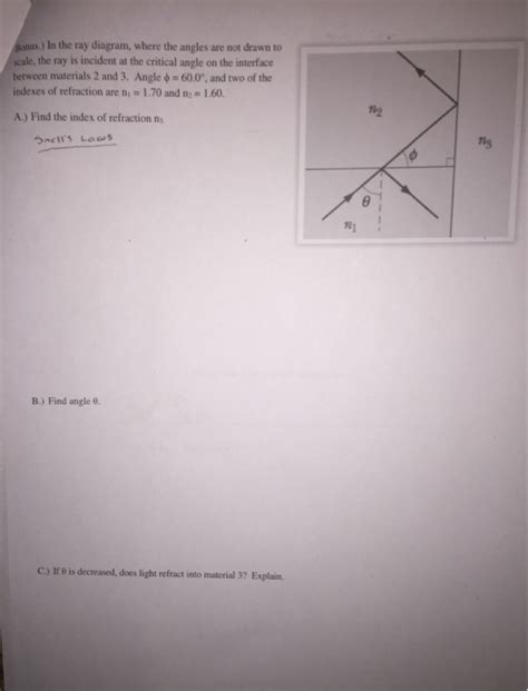 Solved In The Ray Diagram Where The Angles Are Not Drawn To Chegg