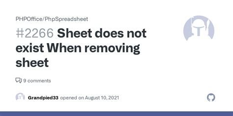 Sheet Does Not Exist When Removing Sheet Issue 2266 PHPOffice PhpSpreadsheet GitHub