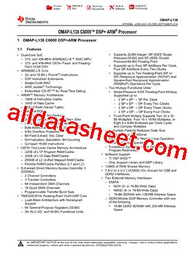 OMAP L Datasheet PDF Texas Instruments