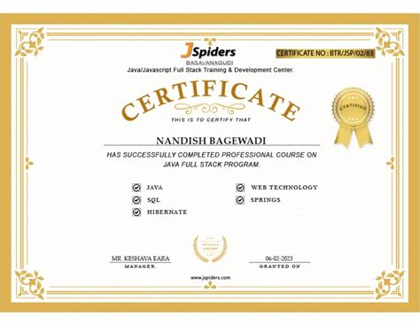 Nandish Bagewadi On Linkedin Done With Java Full Stack Program Course