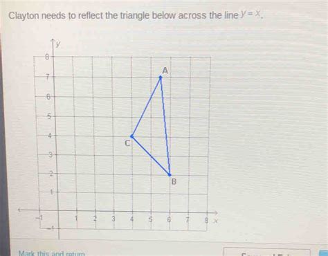 Solved Clayton Needs To Reflect The Triangle Below Across The Line Y X Mark This And Retum