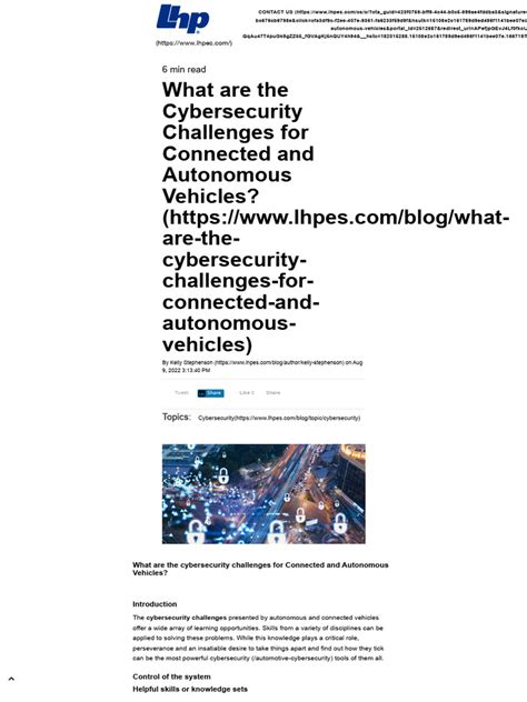 What Are The Cybersecurity Challenges For Connected And Autonomous Vehicles Pdf Ethernet