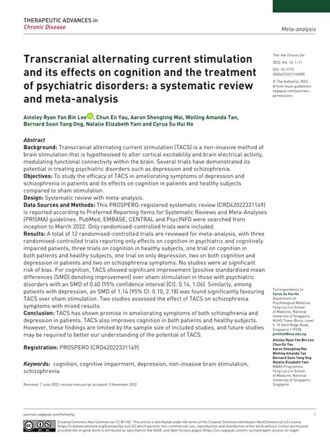 Pdf Transcranial Alternating Current Stimulation And Its Effects On