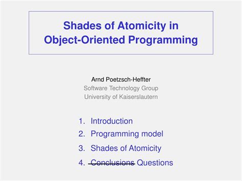 PPT Shades Of Atomicity In Object Oriented Programming PowerPoint Presentation ID