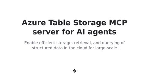 Azure Table Storage Mcp Server For Ai Agents