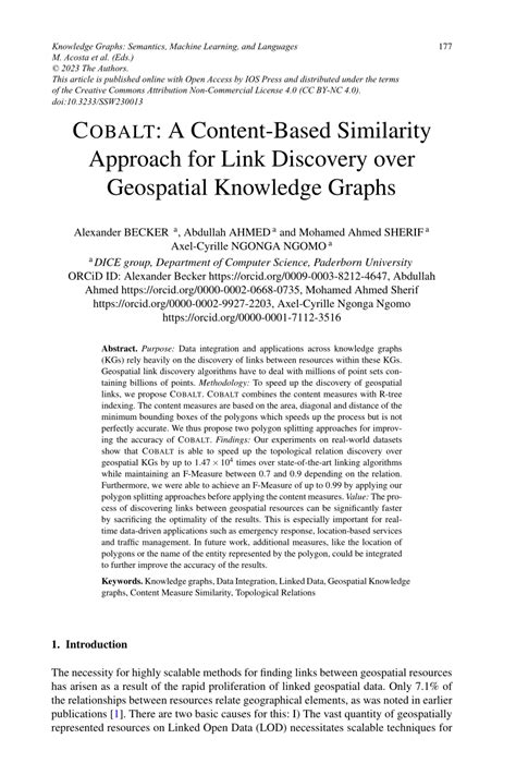 Pdf Cobalt A Content Based Similarity Approach For Link Discovery