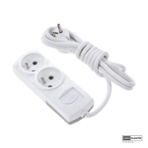 6 Gangs Pin Earthed Group Socket With 2 Meter Cable EURO Plastik