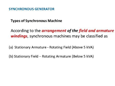 Unit I Synchronous Generator Constructional Details Types Of