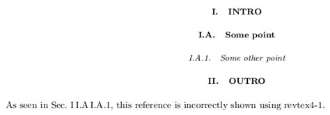 revtex wrong cross reference format for sections using revtex4 1