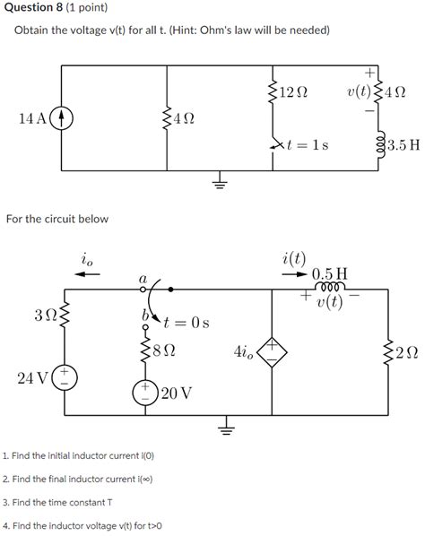 solved consider the circuit below find the time constant t