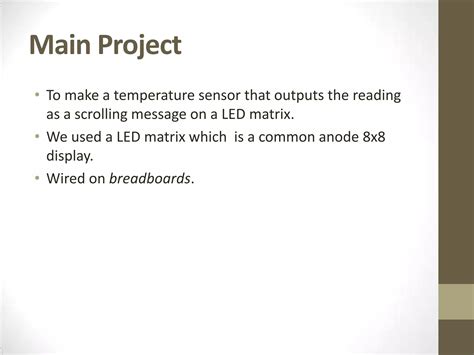 Temperature Sensor With A Led Matrix Display Arduino Controlled Ppt