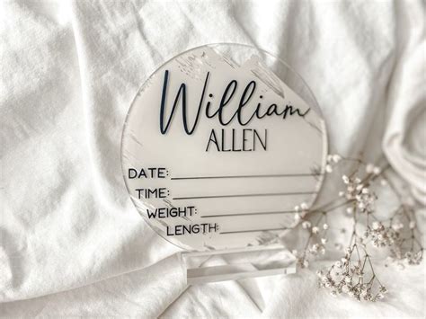 Acrylic Birth Announcement Sign Newborn Birth Announcement Sign Birth