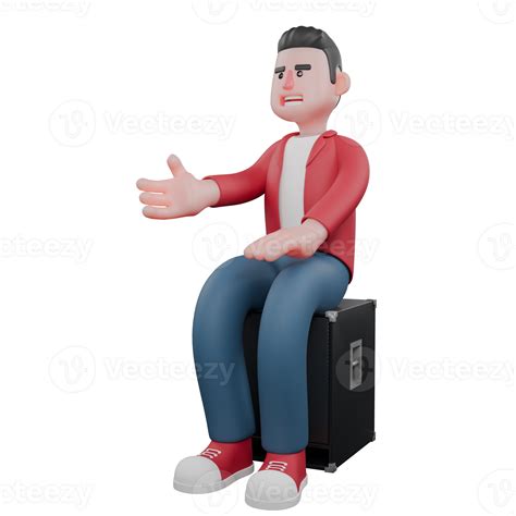 Singing Star 3d Model A Male Singer Is Sitting On A Speaker While Extending His Right Palm