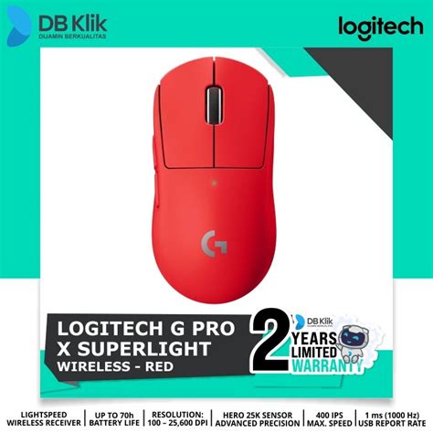 Mouse Gaming Logitech G Pro X Superlight Wireless 25400 Dpi Red 910 006786