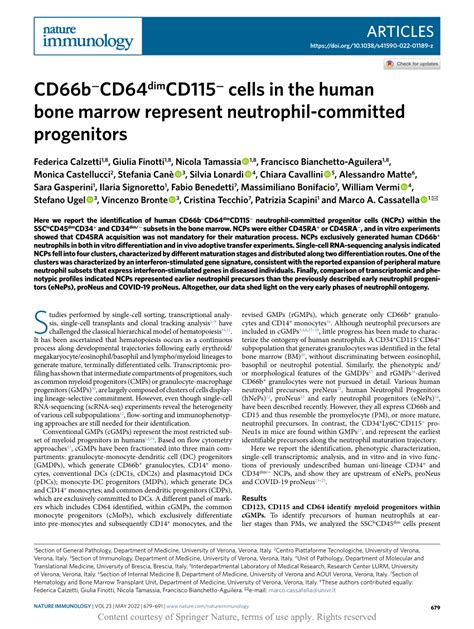 Cd66bcd64cd115 Cells In The Human Bone Marrow Represent Neutrophil Committed Progenitors