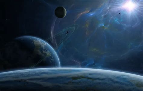 Wallpaper Energy Space Star Planet Satellite Ring The Atmosphere For Mobile And Desktop