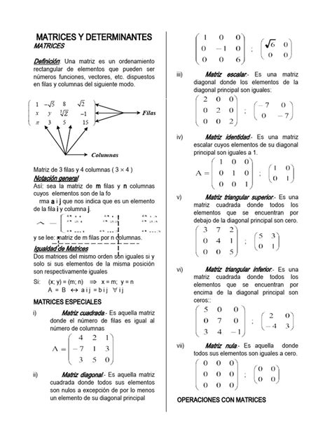 Matrices Y Determinantes Pdf Matriz Matemáticas Determinante