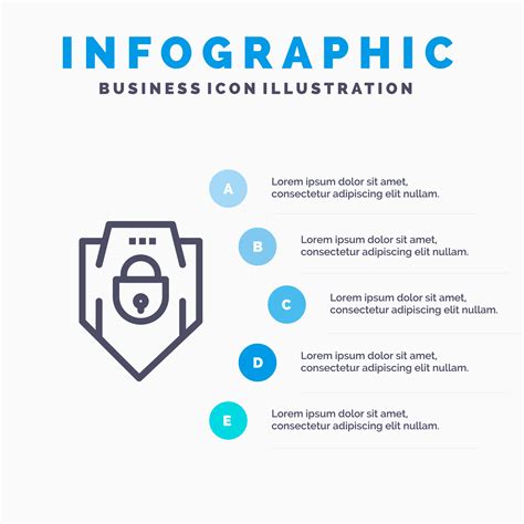 Internet Password Shield Web Security Line Icon With 5 Steps Presentation Infographics