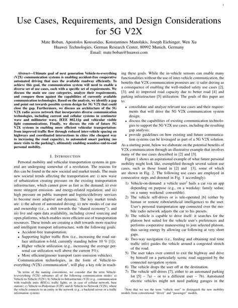 PDF Use Cases Requirements And Design Considerations For 5G V2X