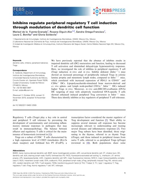 Pdf Inhibins Regulate Peripheral Regulatory T Cell Induction Through