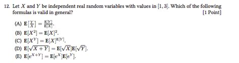 Solved 12 Let X And Y Be Independent Real Random Variables