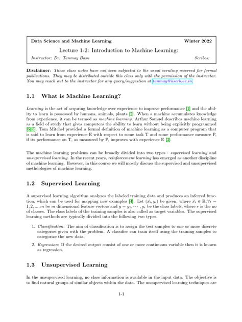 Lec1 2 Intro To Ml Pdf