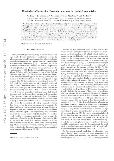 Pdf Clustering Of Branching Brownian Motions In Confined Geometries