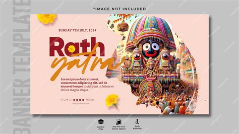 라트 야트라 축제는 힌두교 수평 배너 디자인 템플릿으로 기념됩니다 프리미엄 Psd 파일