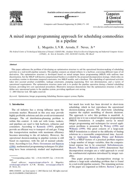 A Mixed Integer Programming Approach For Pdf Mathematical