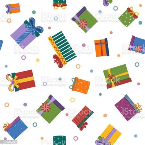 흰색 배경에 패턴과 선물 평면 스타일의 색상 벡터 일러스트 인쇄 질감 직물 디자인 장식 배경 배경 화면 공장 산업 건물에 대한 스톡 벡터 아트 및 기타 이미지 Istock