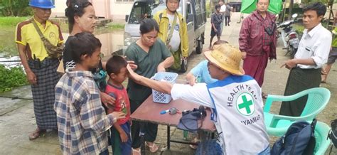 ဒဂုံမြို့သစ်တောင်ပိုင်းမြို့နယ်ရှိ ရေဘေးသင့်ပြည်သူများအား ကျန်းမာရေးပ