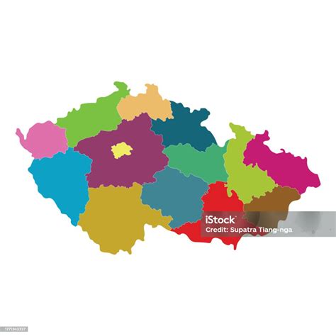 Vetores De Mapa Da Chéquia Mapa Da República Checa Nas Regiões