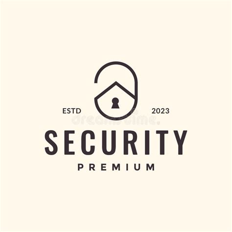 House Security Padlock Guard Minimalist Rounded Simple Logo Design Vector Icon Illustration