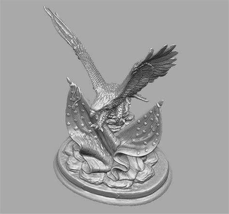 Stl File Bald Eagel With Flag 👨‍🦲・3d Printer Model To Download・cults