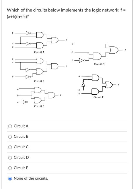 Solved Which Of The Circuits Below Implements The Logic