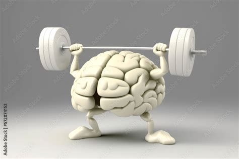 Fitness Brain Human Brain Lifting Weights Mental Gymnastics Cartoon