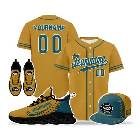 Custom Uniforms Custom Yellow Jersey Maxsoul Shoes And Hat Combo Offer