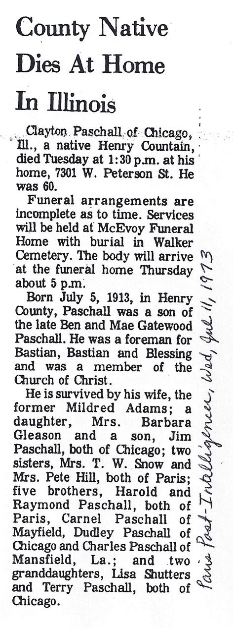 Clayton Samuel Paschall 1913 1973 Find A Grave Memorial